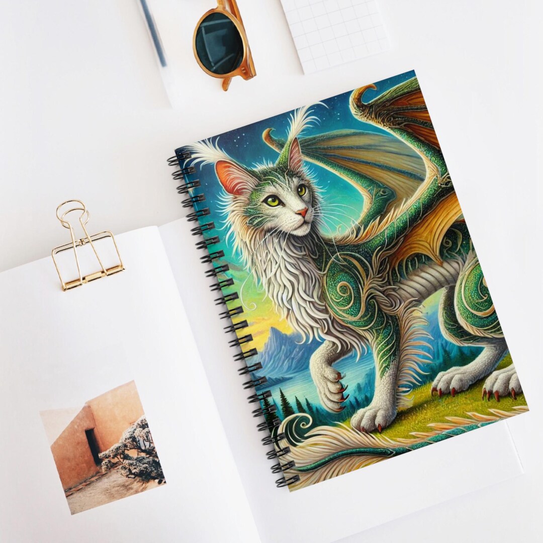 Magical Cragon Cat Dragon Spiral Notebook Ruled Line - Etsy
