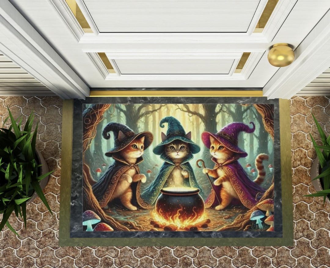 Halloween Cat Witches Cauldron Magic Decor- Indoor/outdoor Rug - Etsy