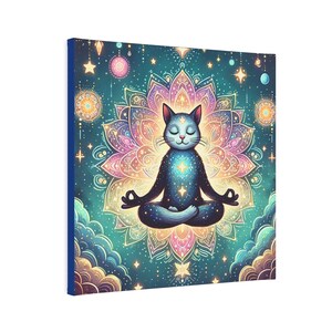 Chakra Cat Meditation Wall Art Decor - Etsy