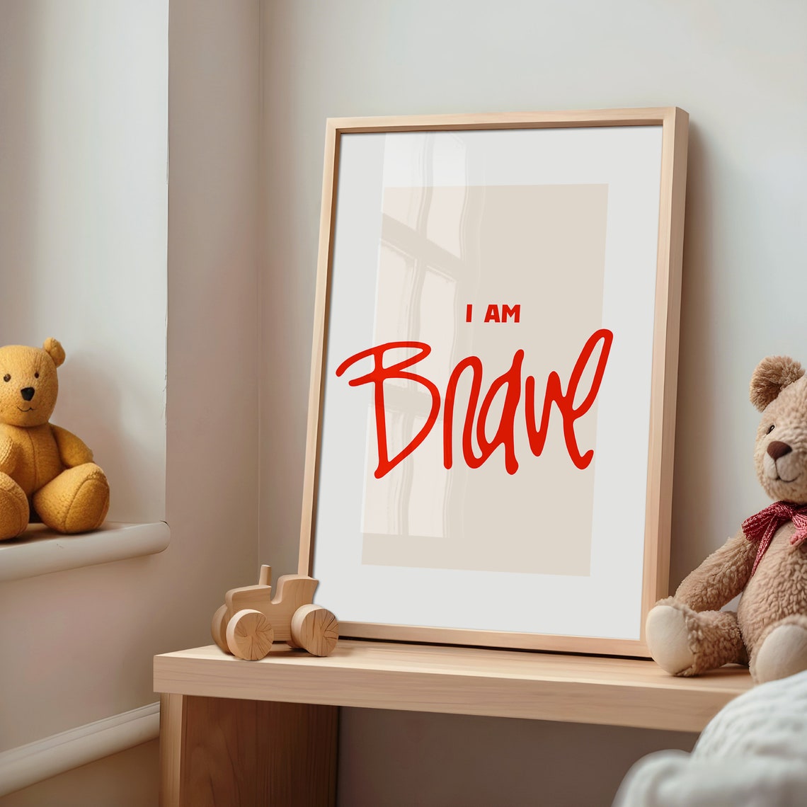 I Am Brave Digital Printable Poster, Uplifting Quote Art, Red Rust ...