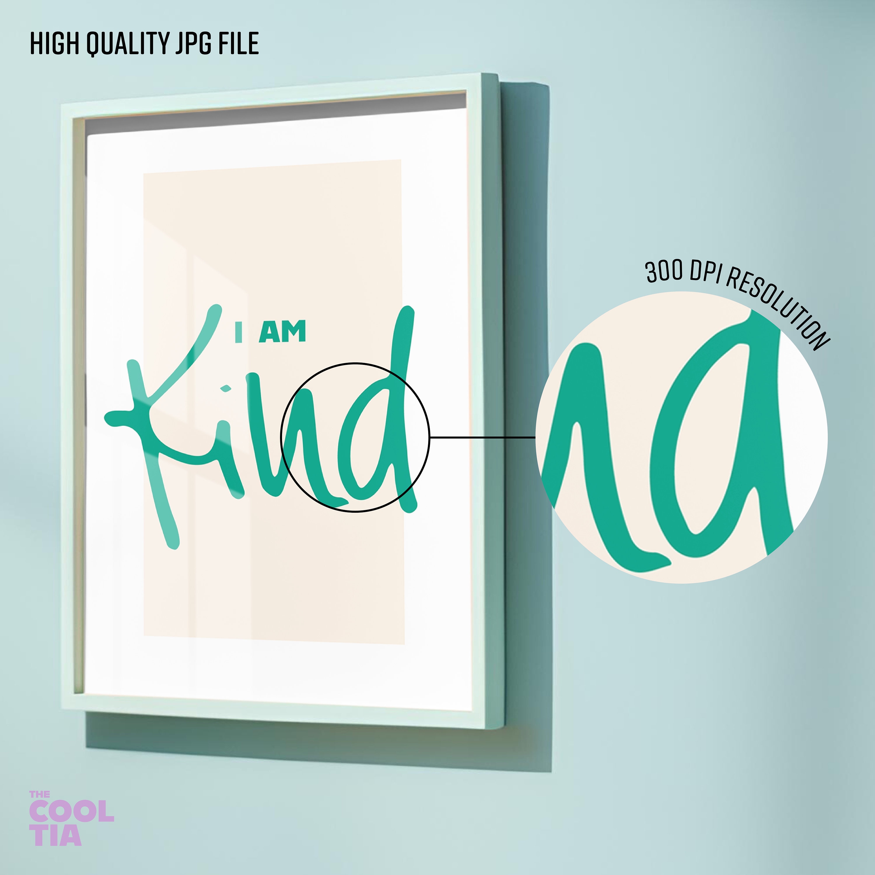 I Am Kind Digital Printable Poster, Uplifting Quote Art, Green/beige ...