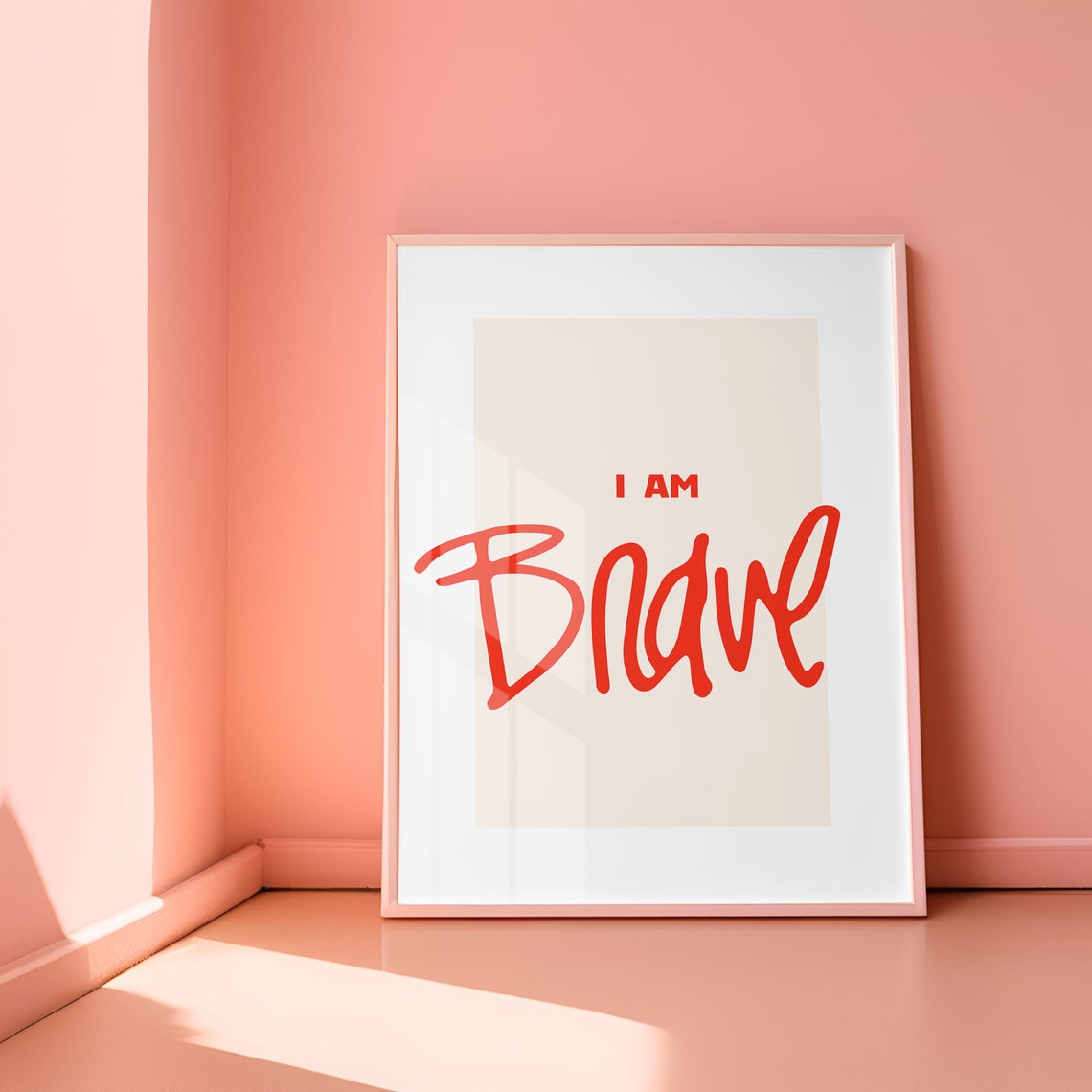 I Am Brave Digital Printable Poster, Uplifting Quote Art, Red Rust ...