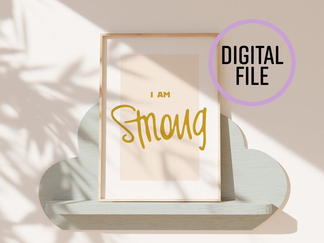 I Am Strong Digital Printable Poster, Uplifting Quote Art, Brown/beige ...