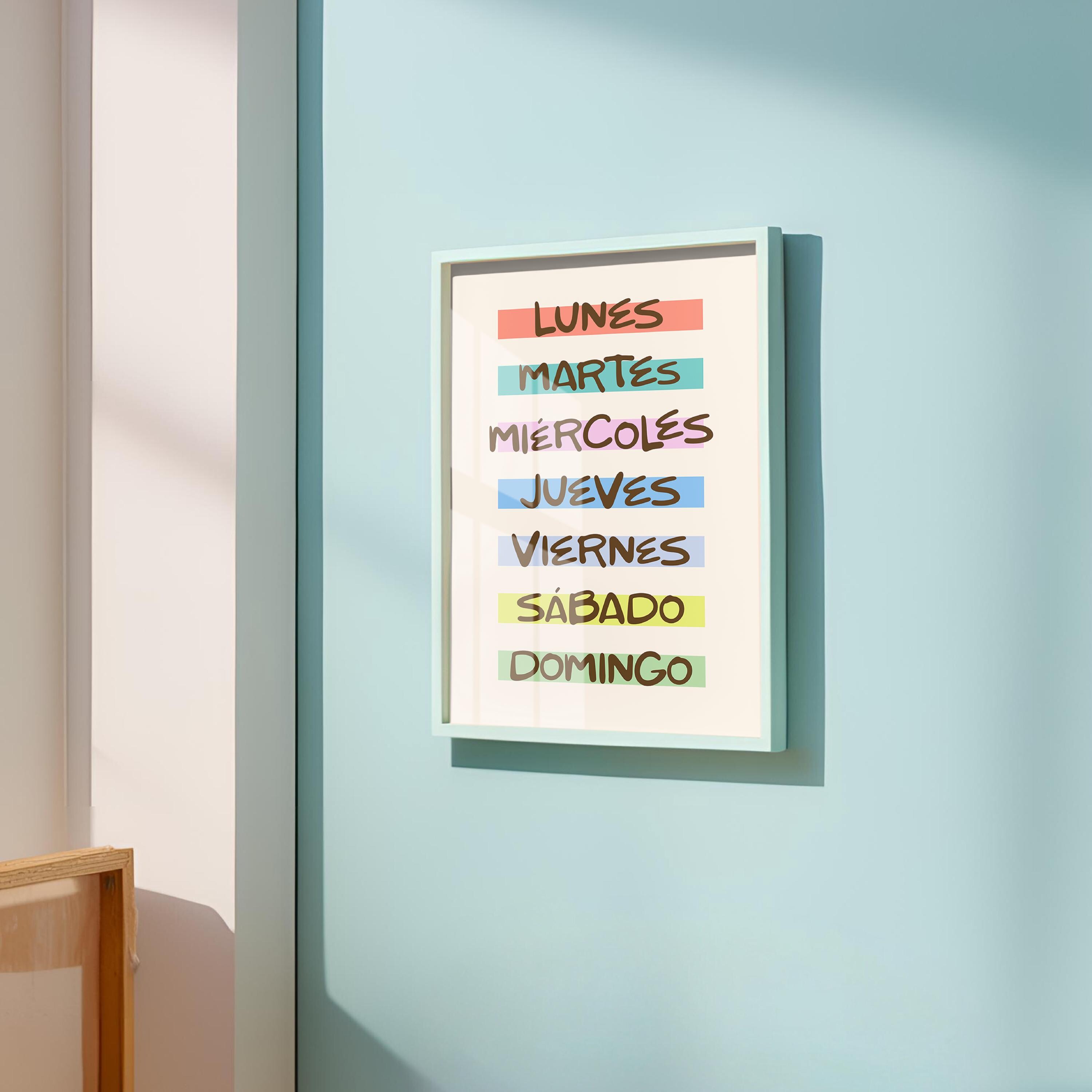 Days of the Week (SPANISH), Digital Printable Poster, Educational Art ...