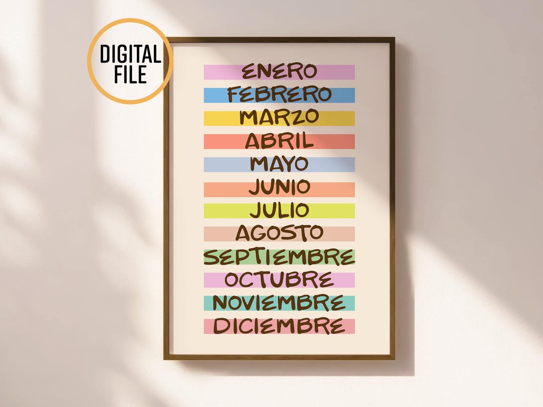 Months of the Year Spanish Poster: Educational Wall Art (digital ...