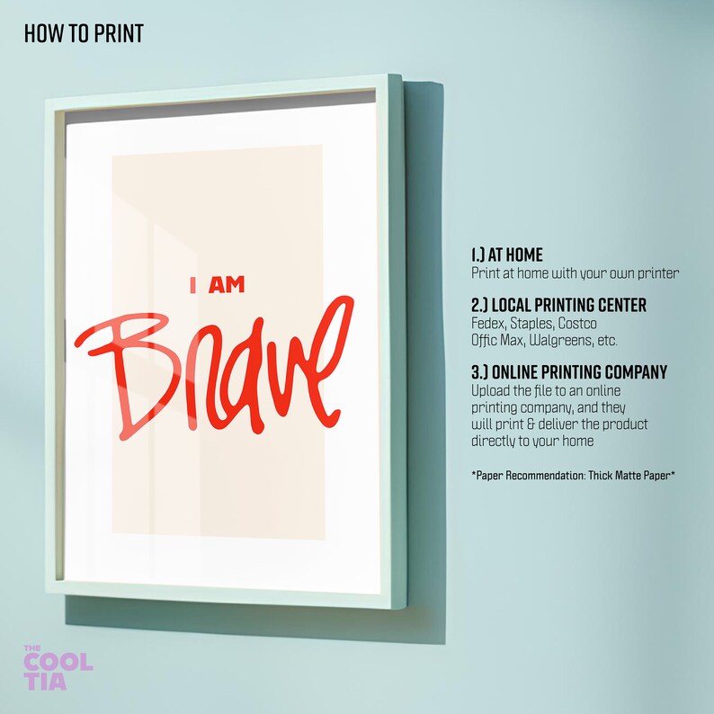 I Am Brave Digital Printable Poster, Uplifting Quote Art, Red Rust ...