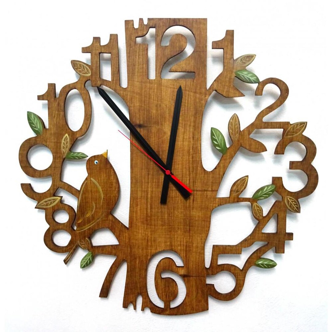 Hand Painted Wooden Clock, Wooden Wall Clock, Wooden Clock for Wall ...