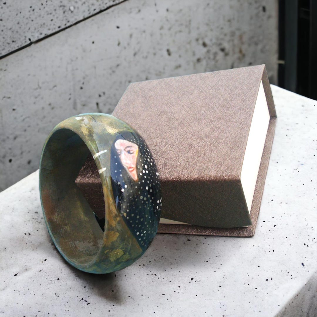 Wooden Bracelet sirens, Klimt Inspired Bracelet, Handmade Bracelet ...