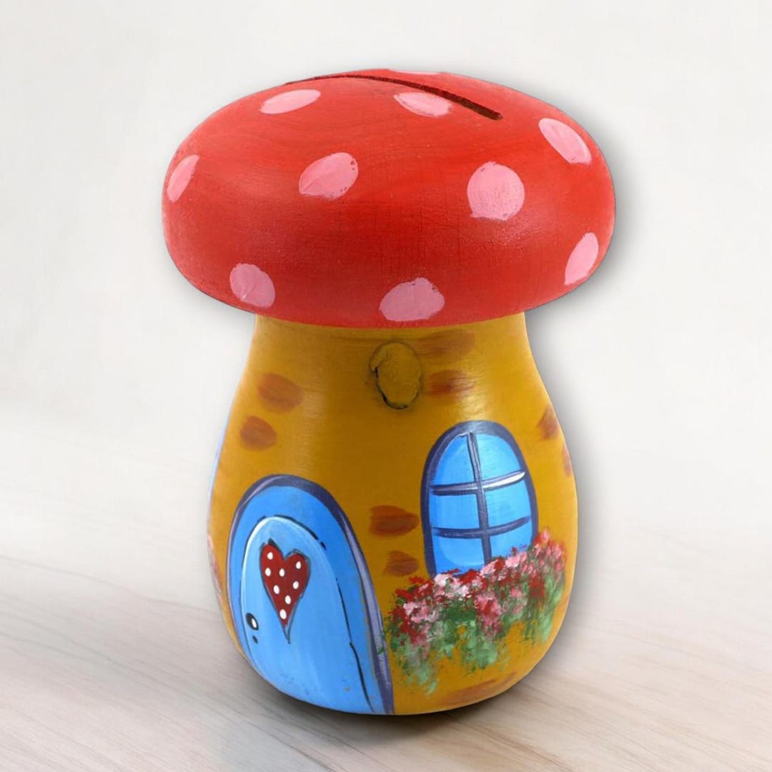 Wooden Money Box "mushroom", Money Box, Wooden Money Box, Piggy Bank ...