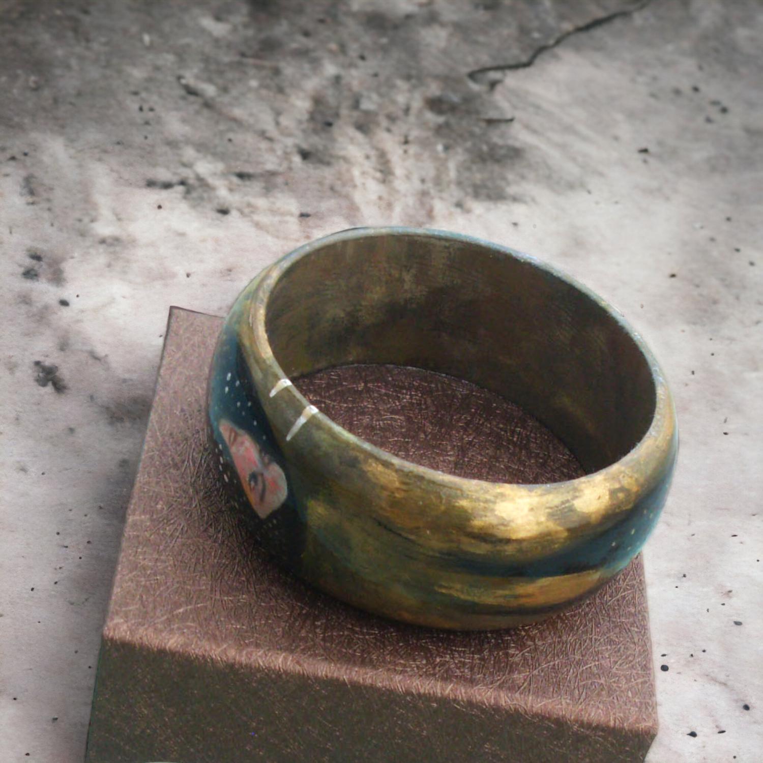 Wooden Bracelet sirens, Klimt Inspired Bracelet, Handmade Bracelet ...