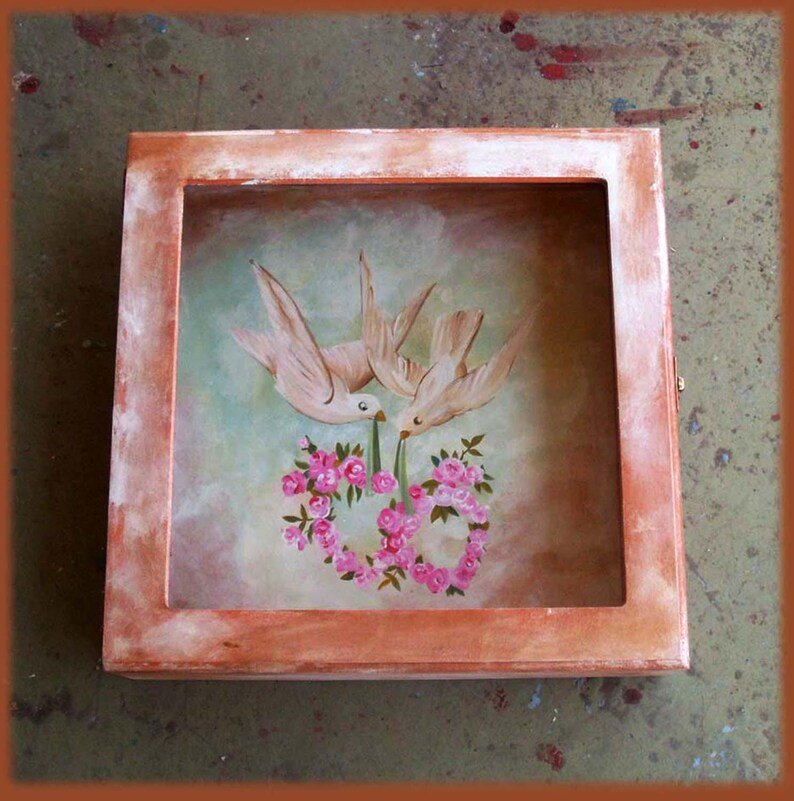 Wedding Crown Box “WREATHS WITH DOVES”, Wedding Crown Case, Wedding ...