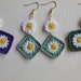 Micro Daisy Crochet Earrings, Dangle Drop Daisy Earrings, Handmade ...