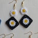 Micro Daisy Crochet Earrings, Dangle Drop Daisy Earrings, Handmade ...