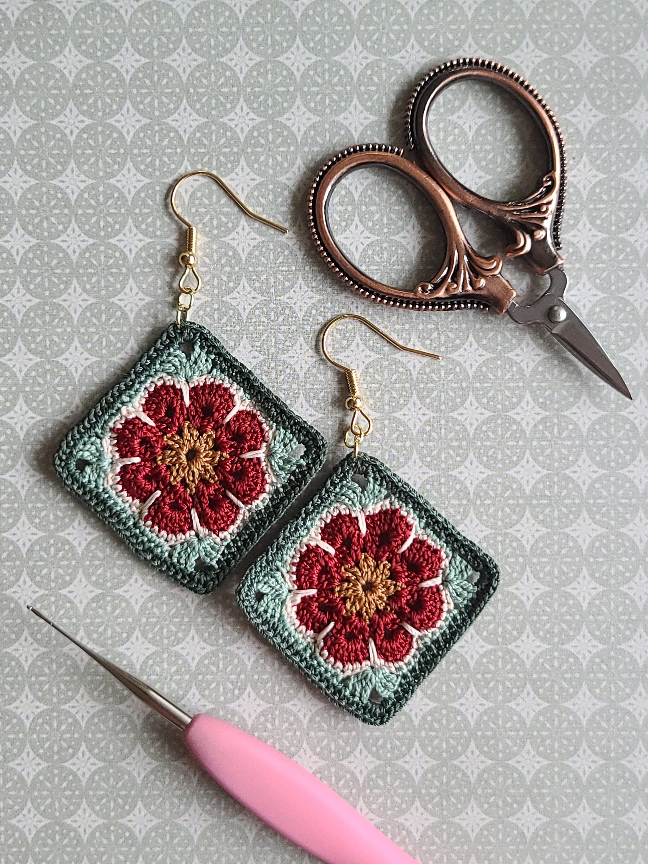 Micro Crochet Earrings, Crochet Jewelry, Crochet Flower, African Flower ...