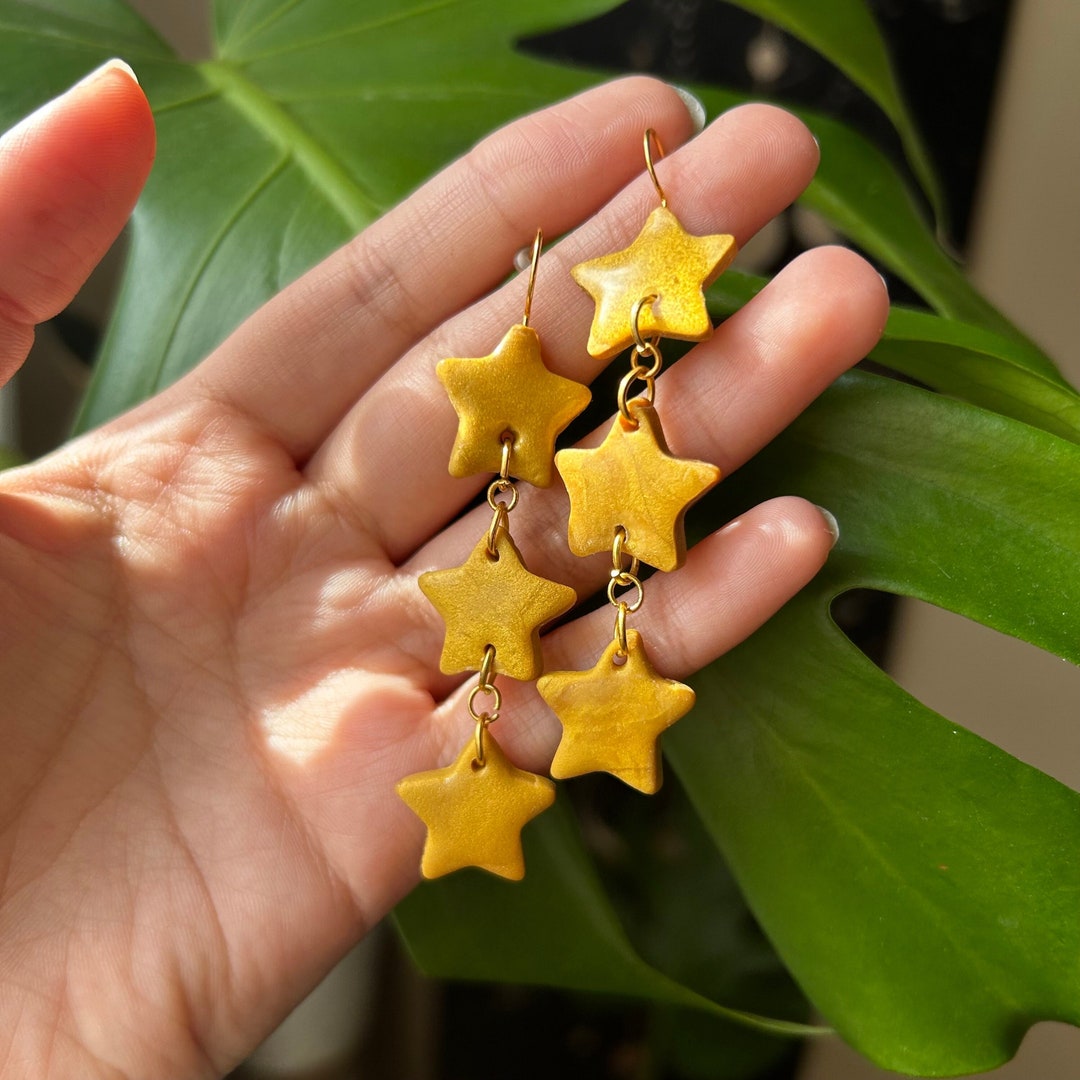 Star Dangle Earrings Embrace Cottagecore Aesthetic Handmade Polymer ...