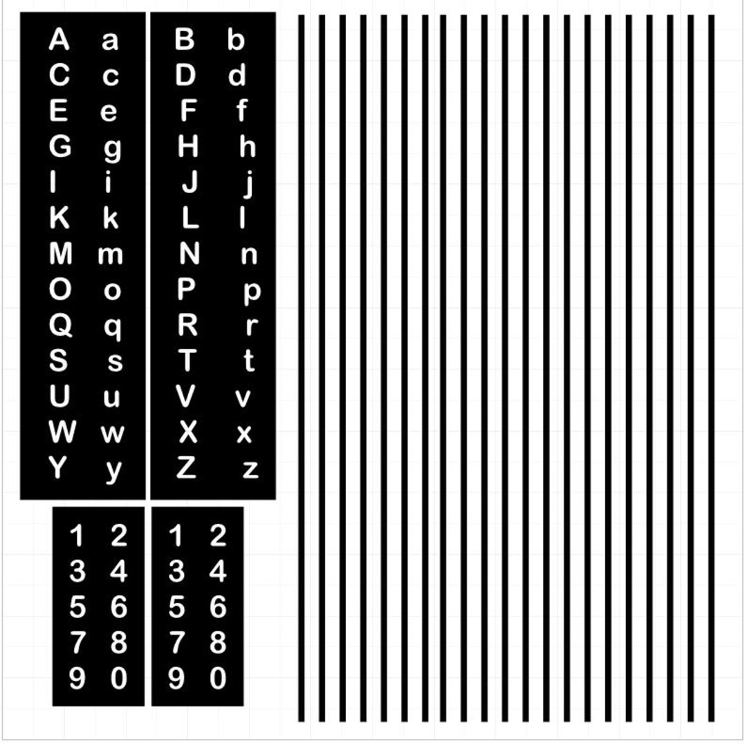 Guide Lines Numbers and Letters Vinyl Resist Glazing Stencils for ...