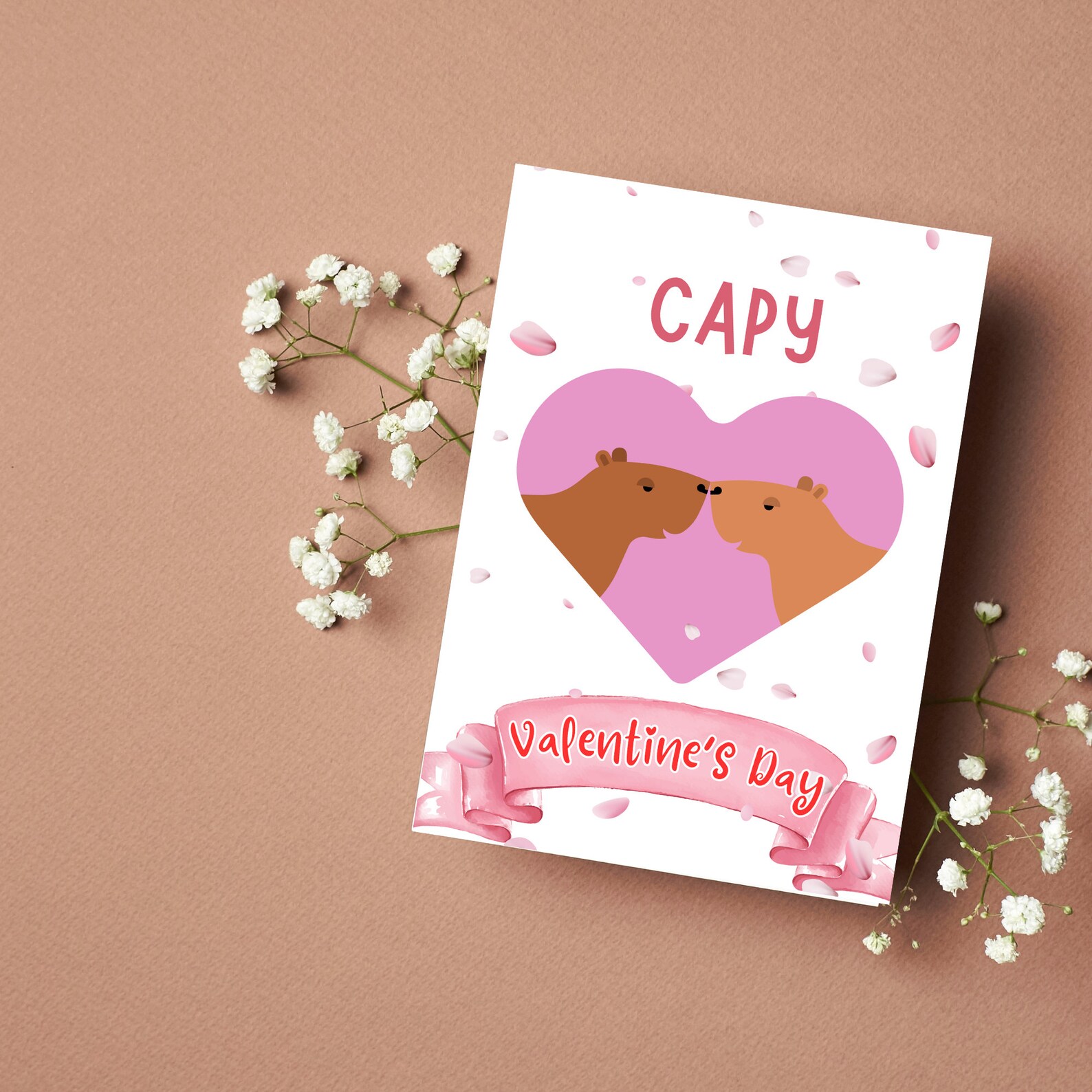 Printable Capybara Valentine's Day Card, Capy Valentines, Happy ...