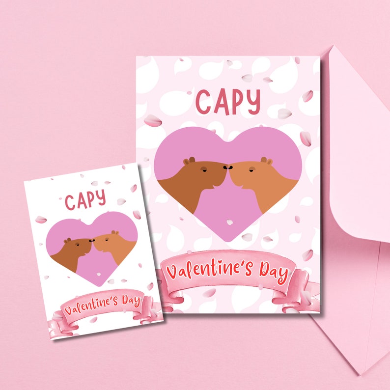 Printable Capybara Valentine's Day Card, Capy Valentines, Happy ...