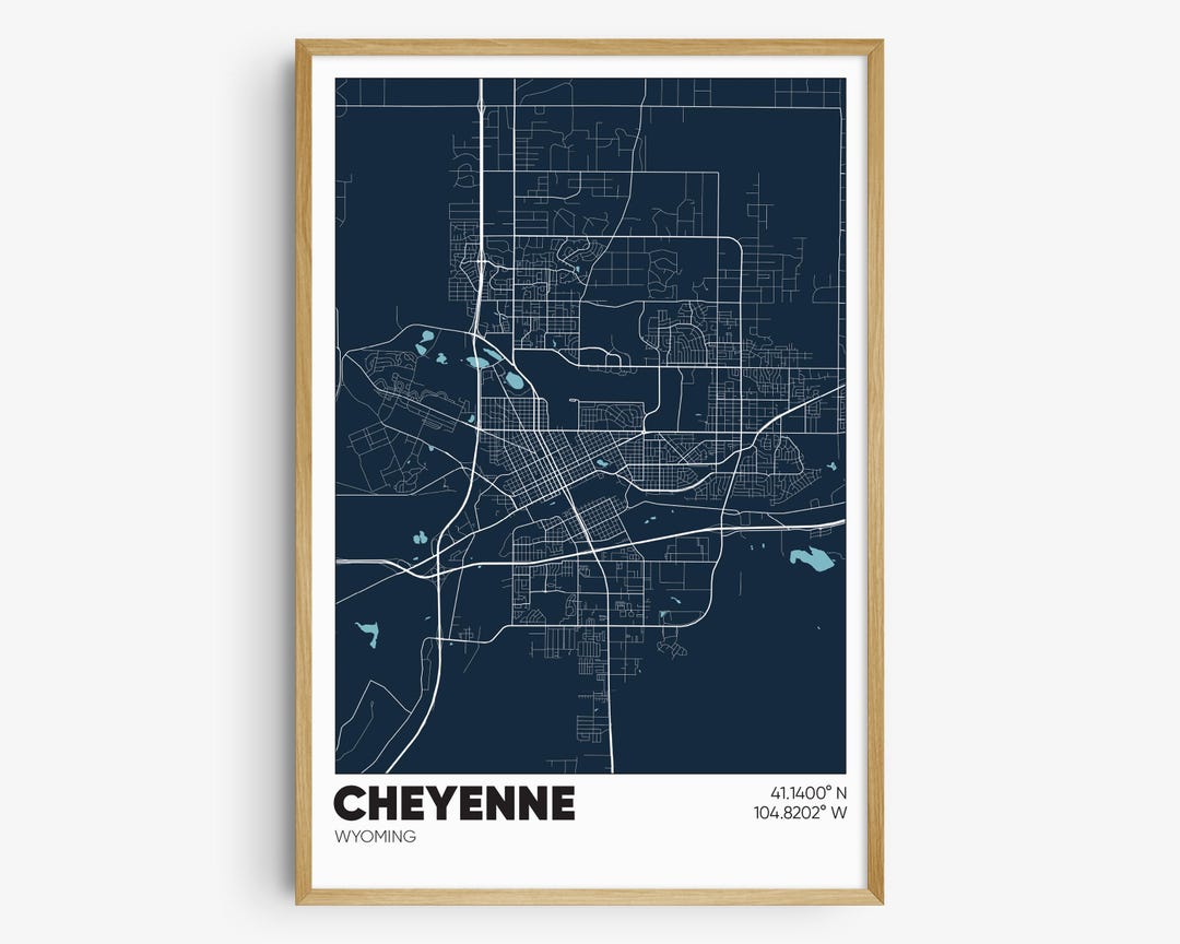 Cheyenne Map Print, Wyoming Wall Art, Cheyenne WY Poster - Etsy