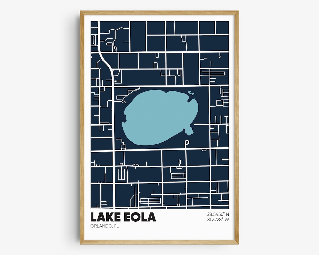 Lake Eola FL Map Print, Orlando Wall Art, Lake Eola Florida Poster - Etsy