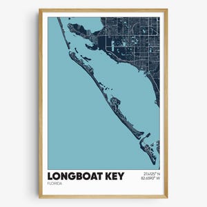 Longboat Key Map Print, Florida Wall Art, Longboat Key FL Poster - Etsy