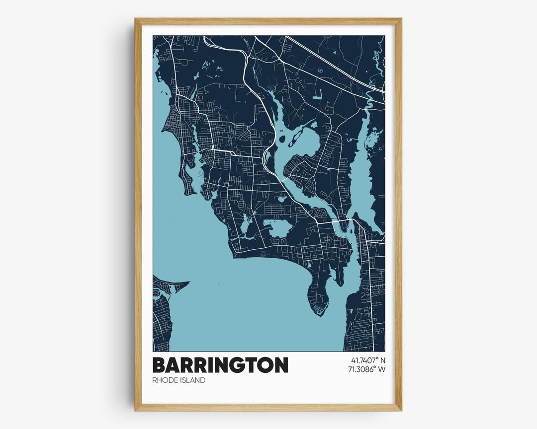 Barrington RI Map Print, Rhode Island Wall Art, Barrington Rhode Island ...