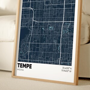 Tempe Map Print, Arizona Wall Art, Tempe AZ Poster - Etsy