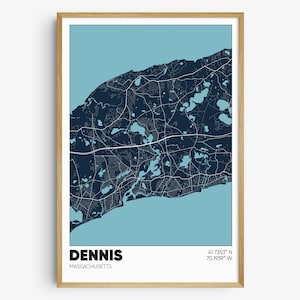 Dennis MA Map Print, Cape Cod Wall Art, Dennis Massachusetts Poster - Etsy