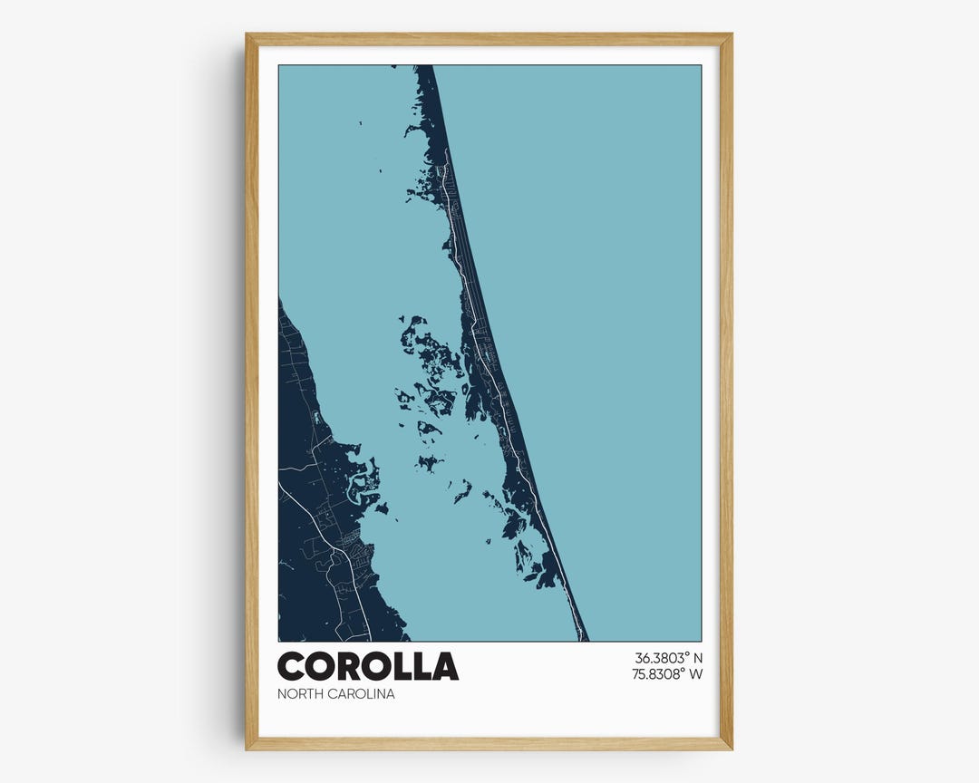 Corolla NC Map Print, North Carolina Wall Art, Corolla North Carolina ...