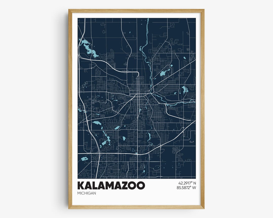 Kalamazoo Map Print, Michigan Wall Art, Kalamazoo MI Poster - Etsy