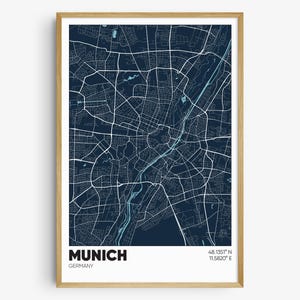 Munich Map Print, Germany Wall Art, Munich Germany Poster - Etsy