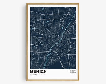 Munich Map Art / Munich, Germany Wall Art / Print / Poster / Modern ...