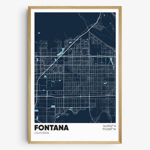 Fontana Map Print, California Wall Art, Fontana CA Poster - Etsy