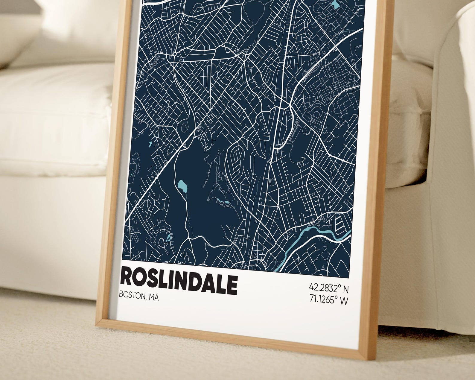 Roslindale Boston Map Print, Massachusetts Wall Art, Boston ...
