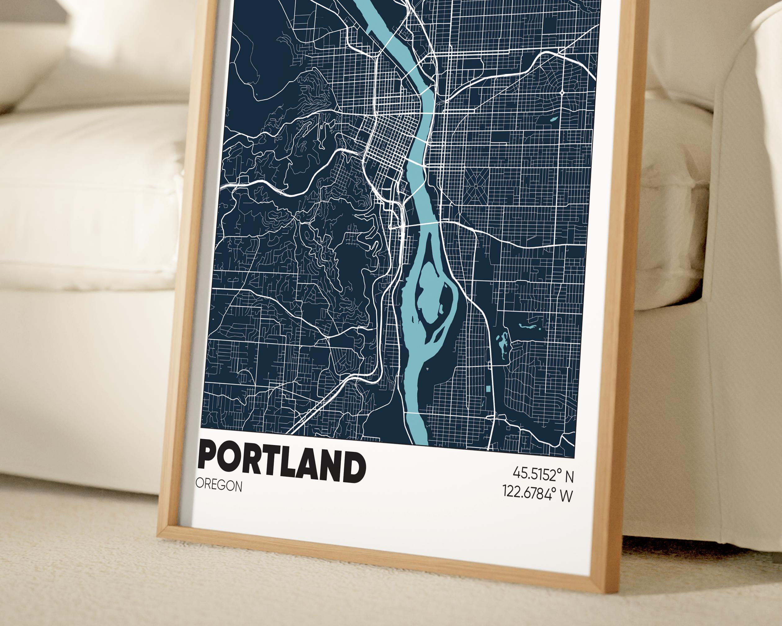 Portland Oregon Map Print, Oregon Wall Art, Portland OR Poster - Etsy