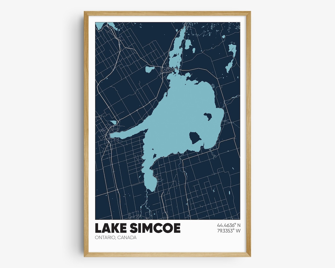 Lake Simcoe Map Print, Ontario Wall Art, Lake Simcoe Canada Poster - Etsy