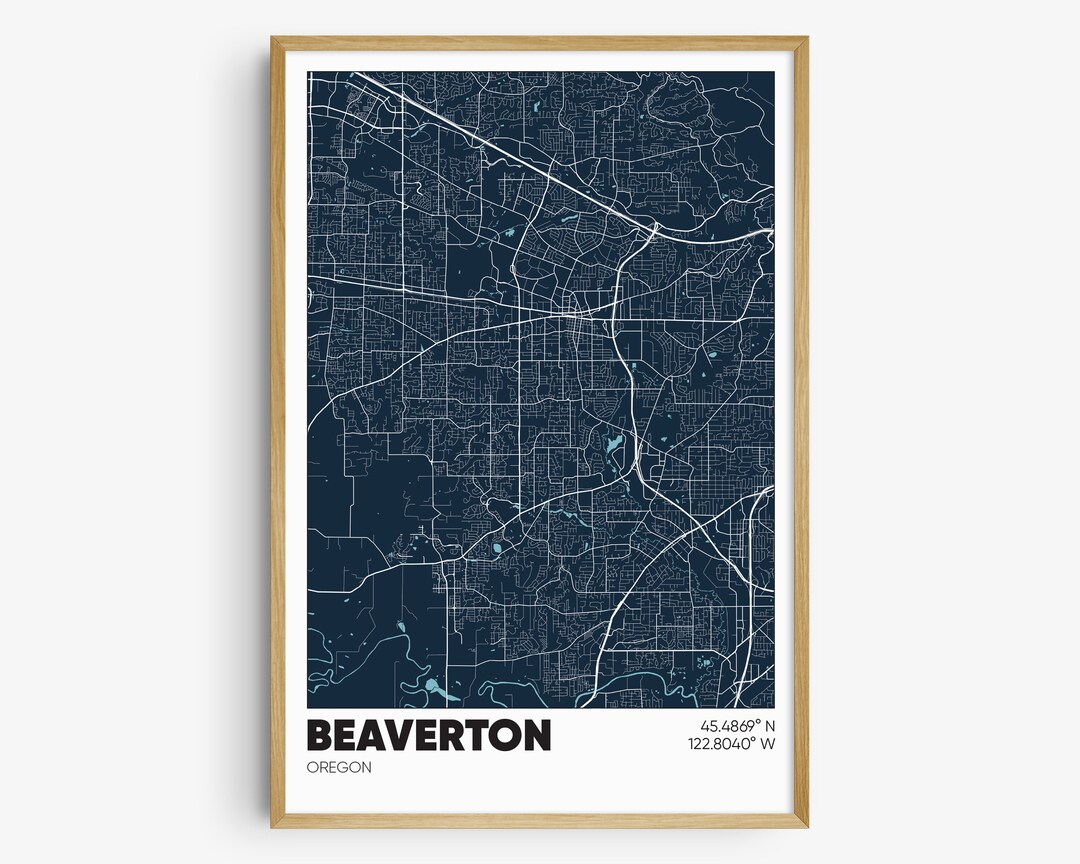 Beaverton Map Print, Oregon Wall Art, Beaverton OR Poster - Etsy