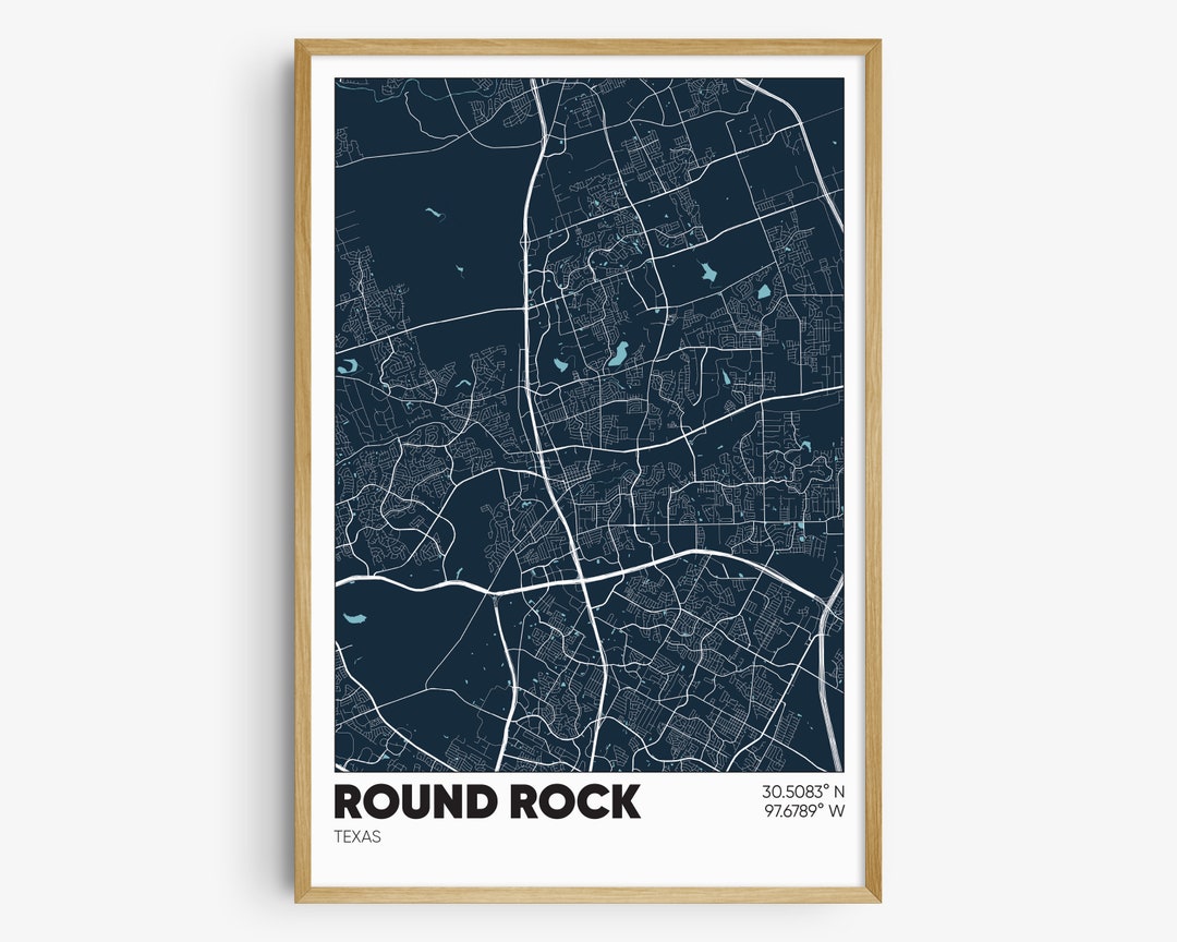 Round Rock Map Print, Texas Wall Art, Round Rock TX Poster - Etsy
