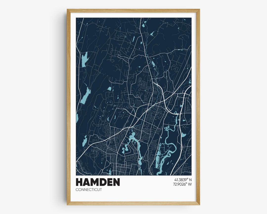 Hamden CT Map Print, Connecticut Wall Art, Hamden Connecticut Poster - Etsy