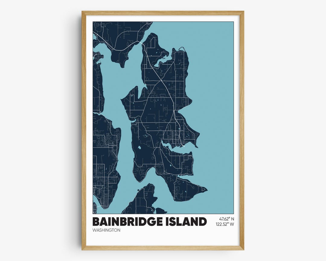 Bainbridge Island Map Print, Washington Wall Art, Bainbridge Island WA ...