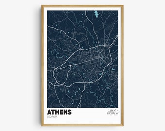 Athens, GA, City Map, 3 Color Options, Georgia, Athens GA Map, UGA ...