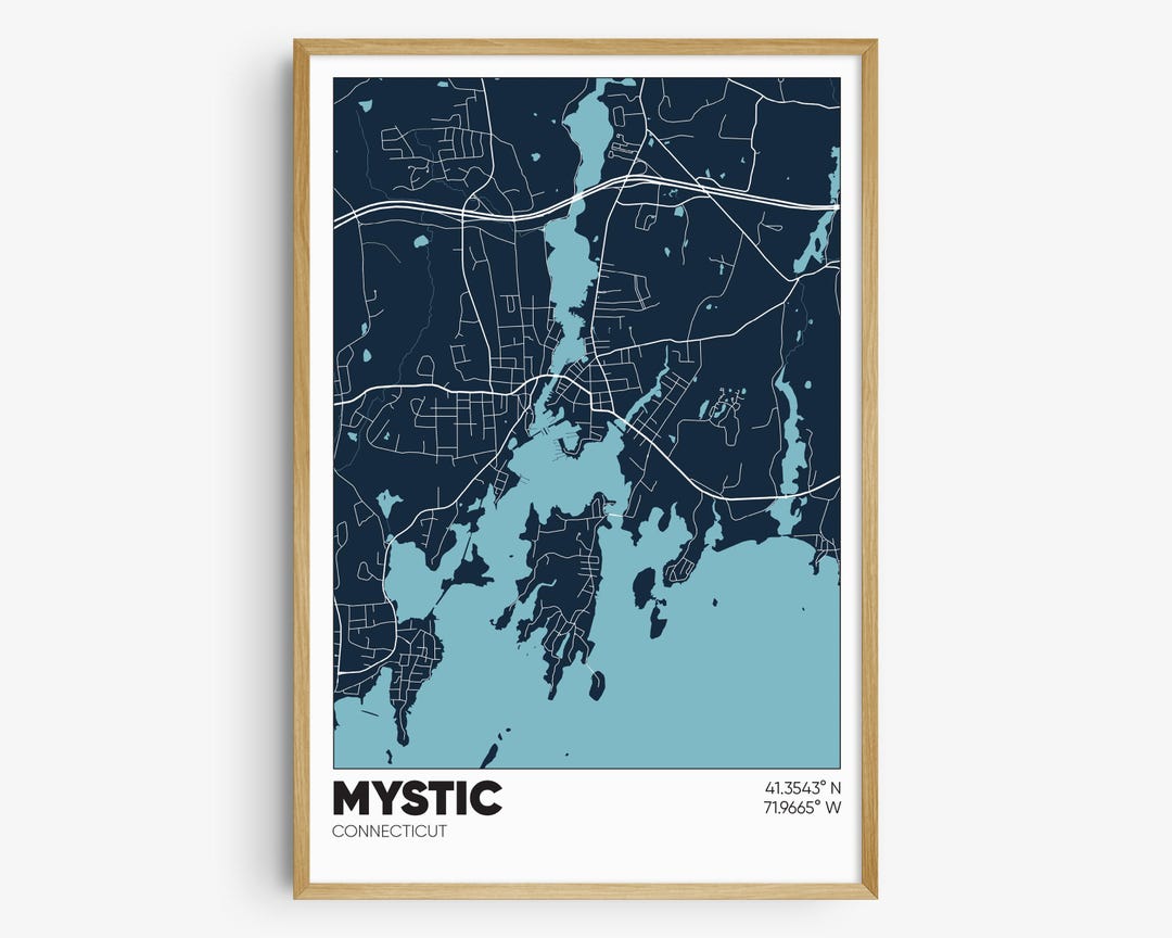 Mystic CT Map Print, Connecticut Wall Art, Mystic Connecticut Poster - Etsy