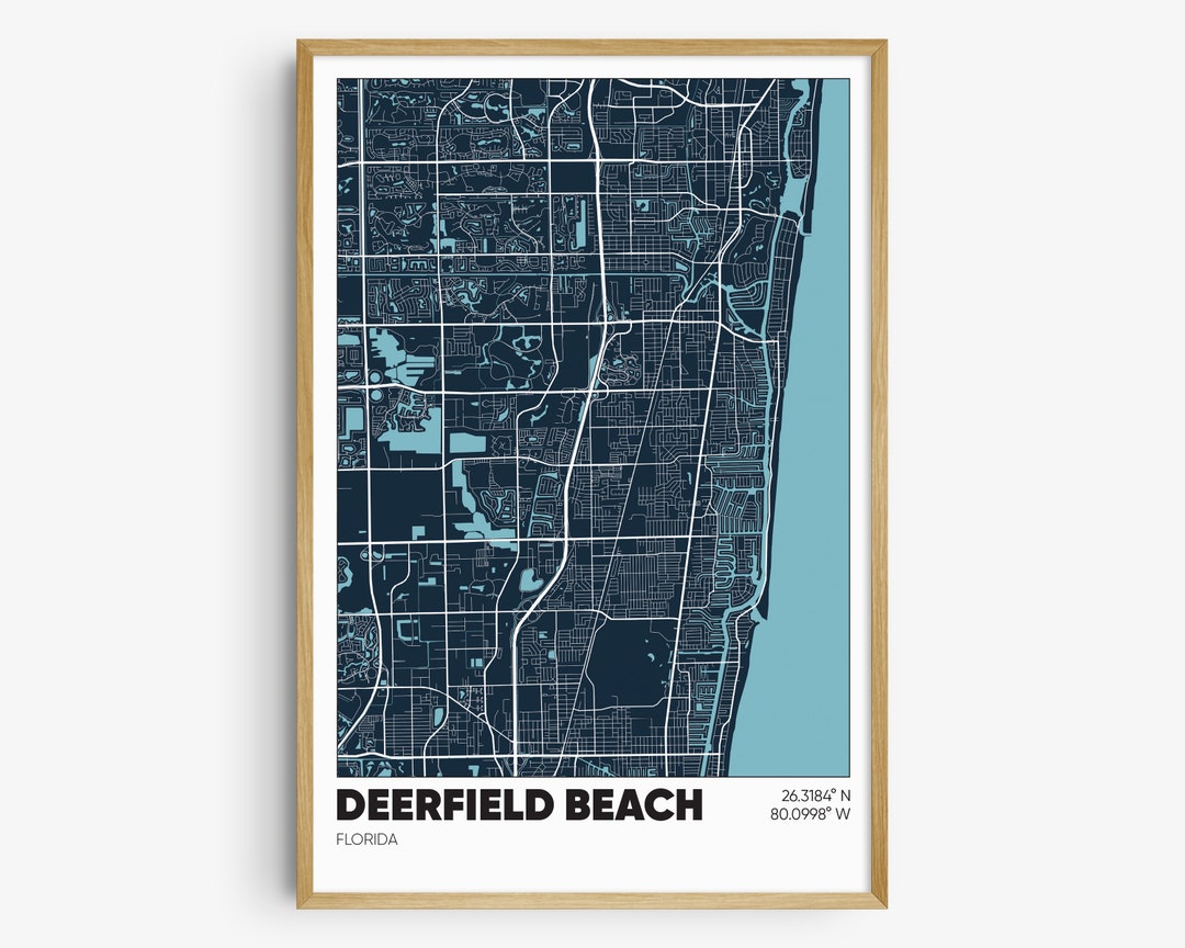 Deerfield Beach Map Print, Florida Wall Art, Deerfield Beach FL Poster - Etsy