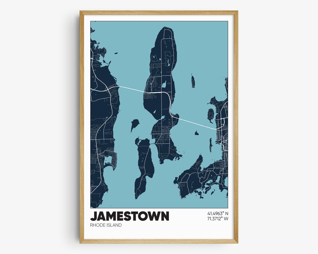 Jamestown RI Map Print, Rhode Island Wall Art, Jamestown Rhode Island ...
