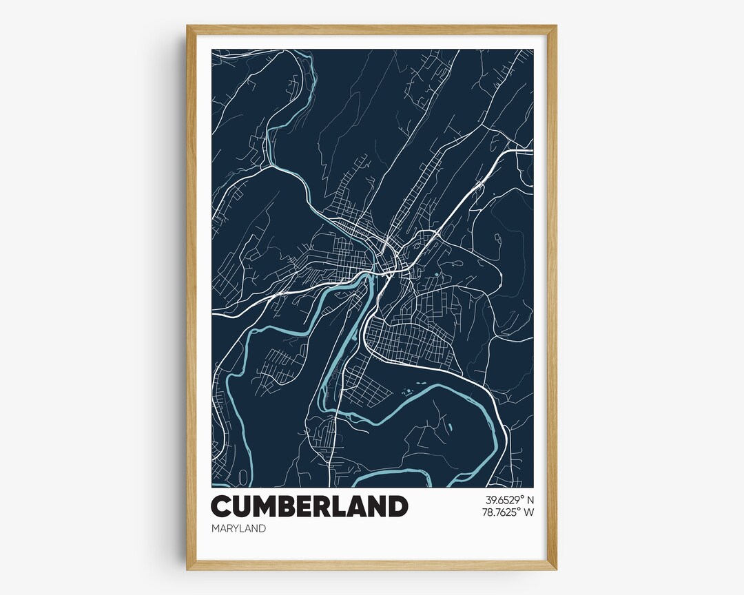Cumberland Map Print, Maryland Wall Art, Cumberland MD Poster - Etsy