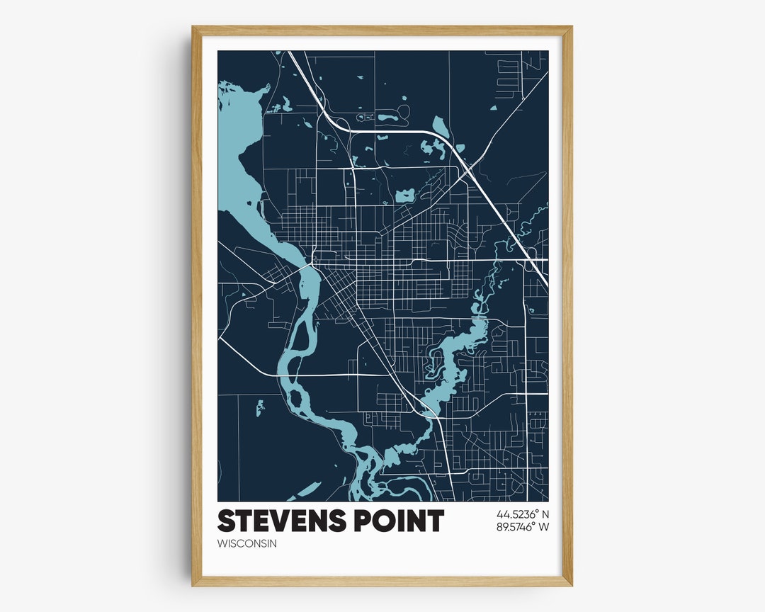 Stevens Point Map Print, Wisconsin Wall Art, Stevens Point WI Poster - Etsy