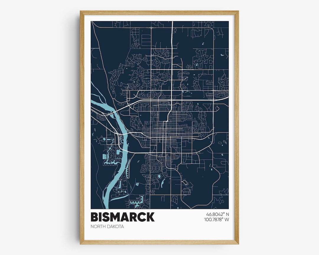 Bismarck Map Print, North Dakota Wall Art, Bismarck ND Poster - Etsy