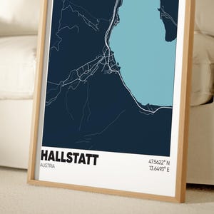 Hallstatt Austria Map Print, Austria Wall Art, Hallstatt Austria Poster ...