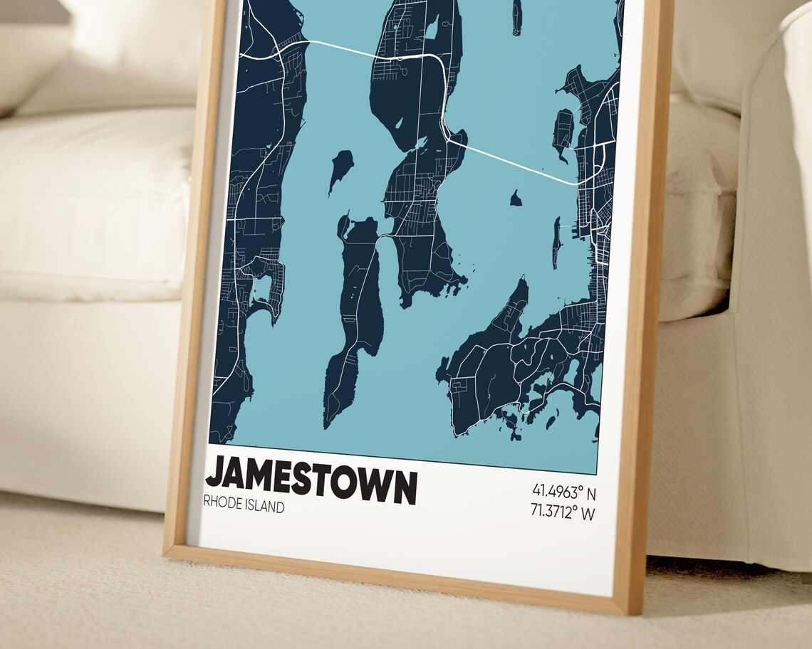Jamestown RI Map Print, Rhode Island Wall Art, Jamestown Rhode Island ...