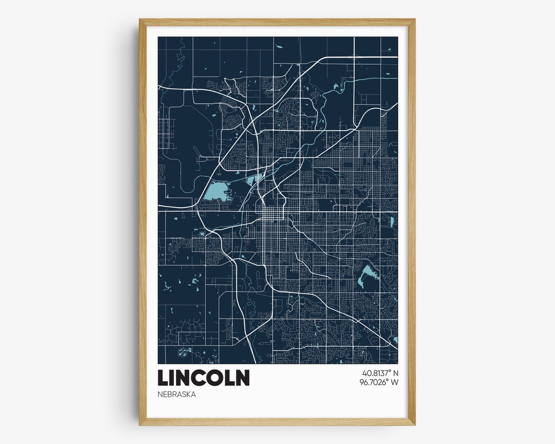 Lincoln NE Map Print, Nebraska Wall Art, Lincoln Poster - Etsy